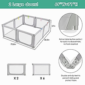 Baby Playpen, Kidirect Foldable Playpen Large Play Center Yards Play Pens for Babies, Shape & Size Adjustable Portable Infant Playpen Baby Fence Play Yard Safety Toddler Playpen