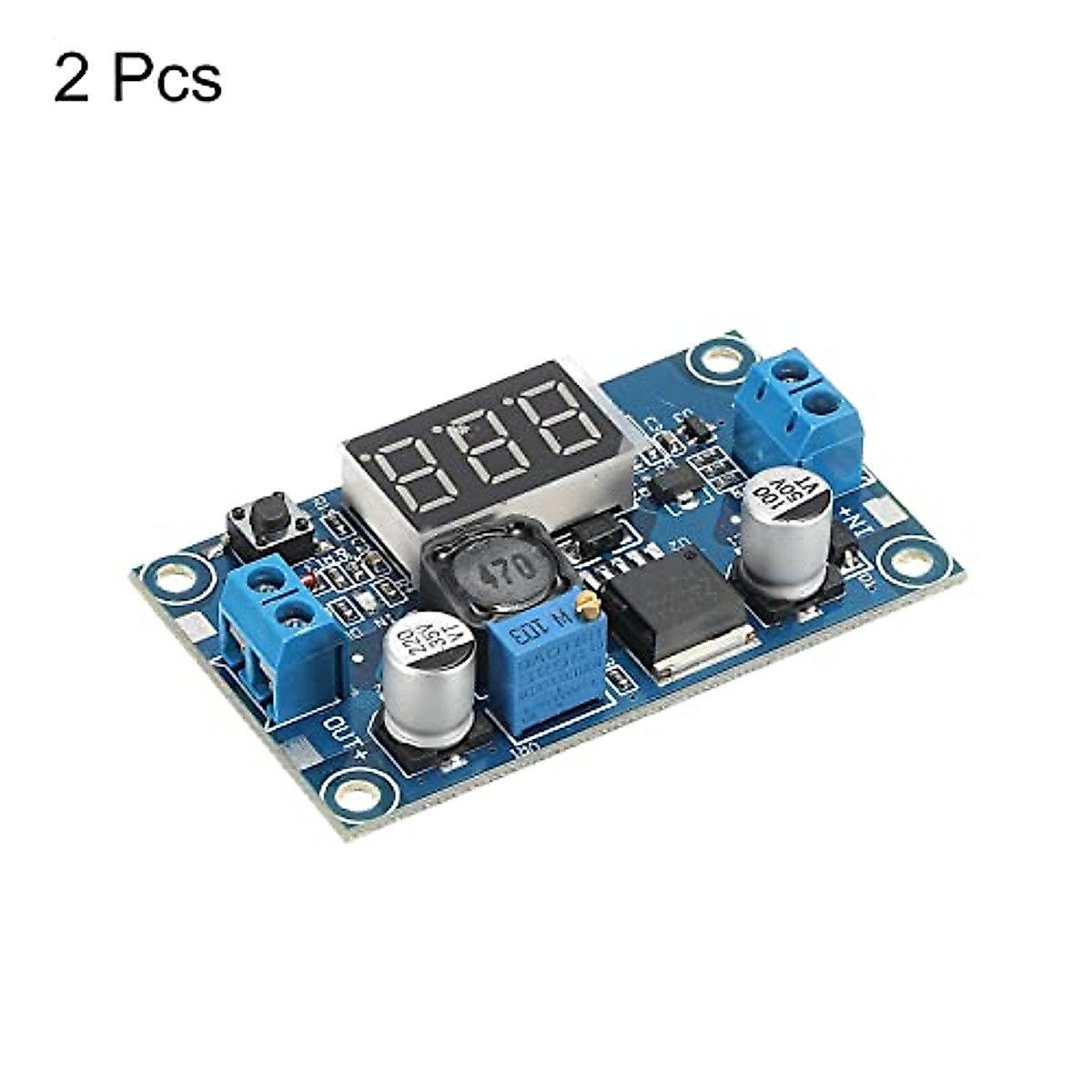 MECCANIXITY DC-DC Buck Converters Voltage Regulators LM2596 2.5-40V to 1.25-37V 3A Blue for Power Transformers with LED Display Pack of 2