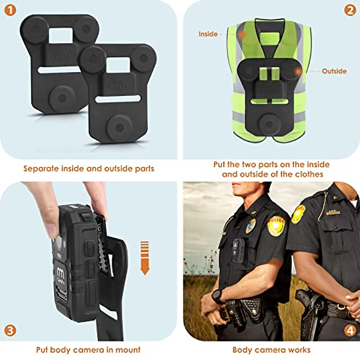 CammPro Body Camera Magnetic Mount, Universal Magnet Mount Holder Wearable Clip,Stick to Clothes for All Brand Body Camera(New Upgrade)