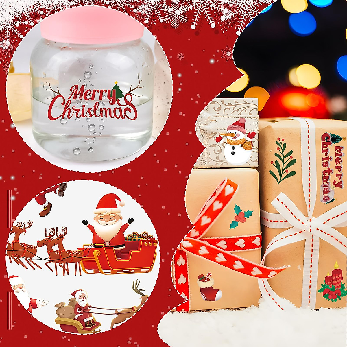 WANDIC 16 Sheets Rub On Transfer Stickers, Christmas Theme Stickers Aesthetic Decor Transfer Stickers for Scrapbook Journal Planner Album,4 * 6in