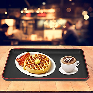ANKROYU Table Plates Japanese Style Rectangular Plastic Tray Black Food Tray Eating Table for Bed Plastic Food Tray Bar Tray Household Tray Food Serving Tray for Restaurant Home Hotel(30x20cm)