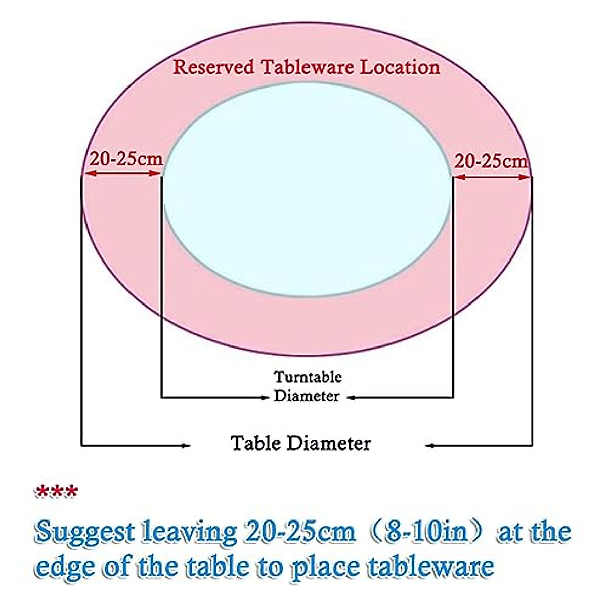 Lazy Susan Glass Turntable, 8mm Transparent Rotating Serving Tray, Heavy Duty Swivel Tray for Kitchen Dining Table (Color : Clear, Size : 50cm/20inch)