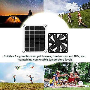 6V 10W Solar Powered Exhaust Fan, Waterproof Solar Panel Power Mini Ventilator for Home Attic, Greenhouse, Pet Dog Chicken House Cooling