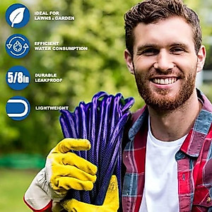 FangFarm 5/8" Outdoor PVC Garden Hose with Water Stop, Hose Shut Off Valve, Flexible Water Hose, Durable and Leakproof, Solid Brass GHT Connector (20FT, Blue)