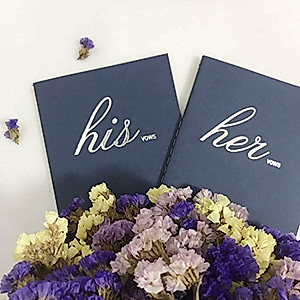 FOONEA Navy Blue Wedding Vow Book His and Her Set of 2 Bridal Shower Gifts Booklet Journal Wedding Vows Booklet