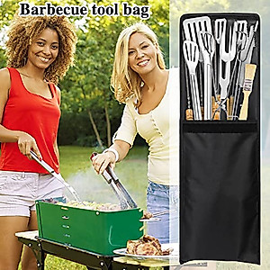 2PCS Thicken BBQ Tool Storage Bag,Portable Grill Accessory Oxford Grill Tool Carry Bag,Outdoor Picnic Cooking Tools Bag for Picnic Trip Outdoor Camping(Size:24.41 x 9.45inch)
