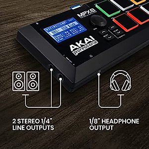 AKAI Professional MPX8 - Portable Sample Pad Controller With 8 Performance-Ready Velocity-Sensitive Pads, MIDI Connectivity & On-Board SD Card Slot