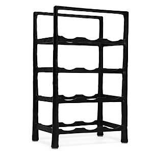 BIRDROCK HOME 12 Bottle Wine Rack - Free Standing Stand - Kitchen Countertop - Black Forged Metal - Vertical Shelf Storage Cabinet - Holder
