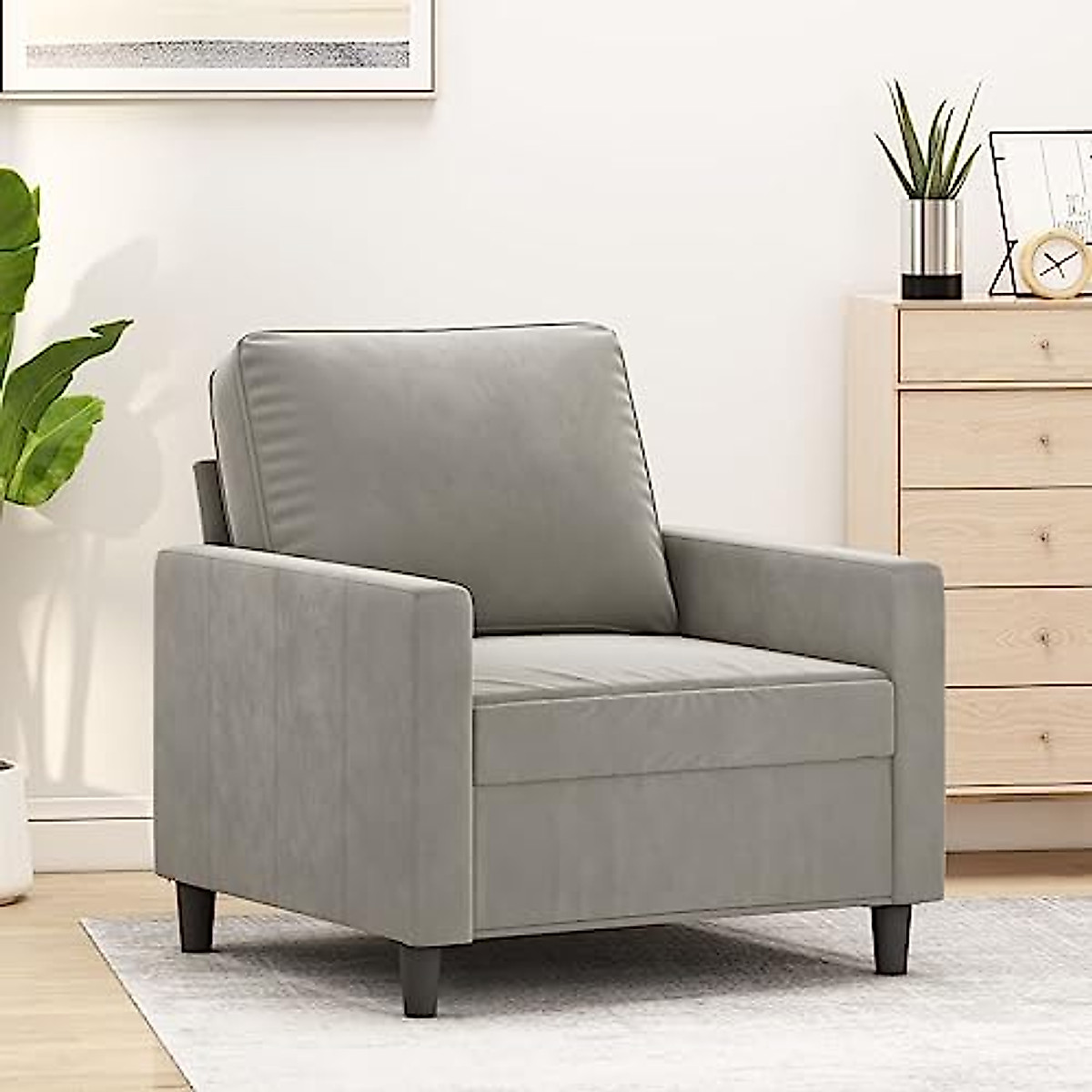 ULUYYUC Sofa Chair,Sofa Parlor Set Guest Sofa Couple seat Sofa Funky Sofa with Armrests Suitable for Living Room Apartment Home Office Light Gray 23.6" Velvet