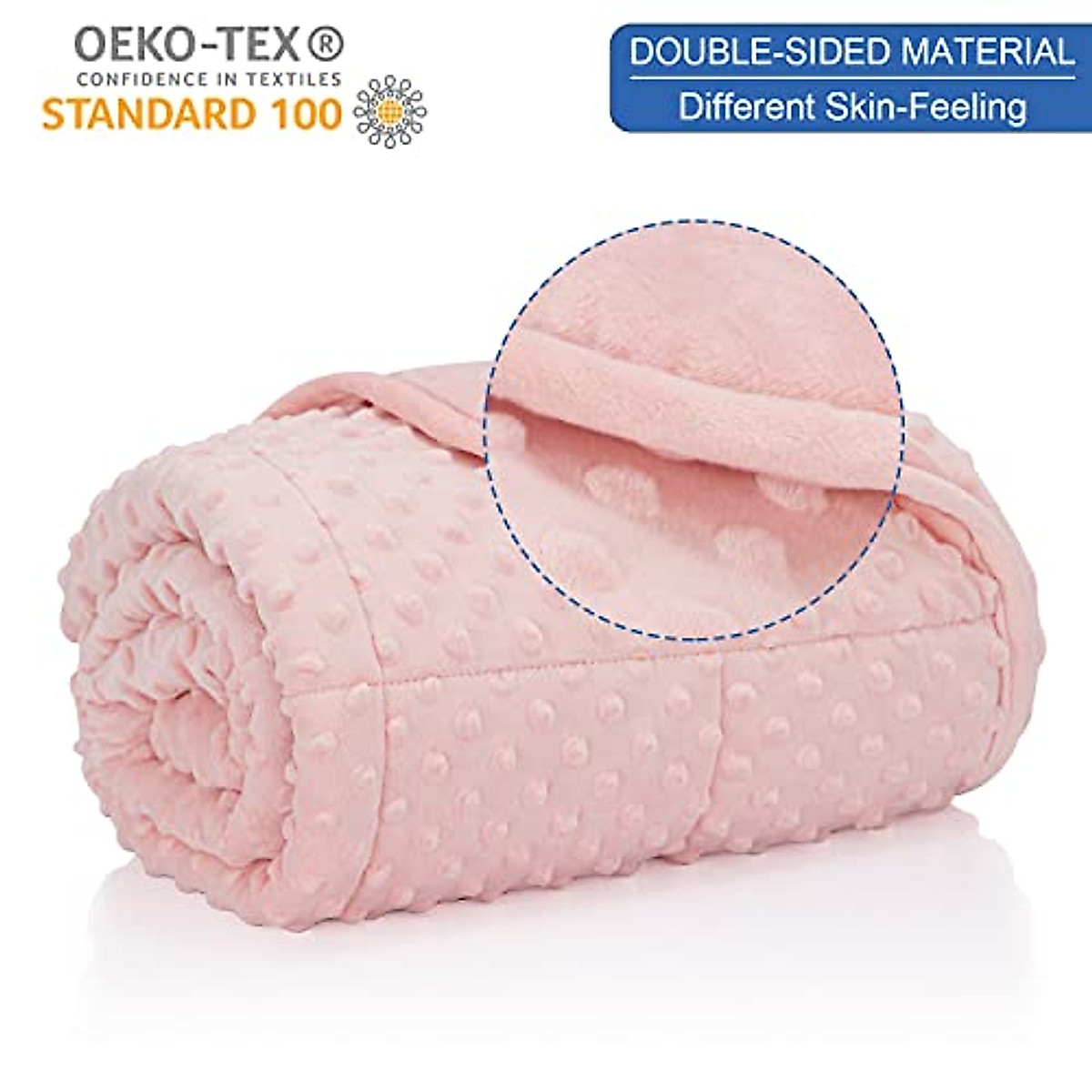Huloo Sleep Kids Weighted Blanket Twin 7lbs (41"×60",Pink) Breathable Soft Minky Weighted Throw Blanket for All Season,Heavy Blanket with Premium Glass Beads