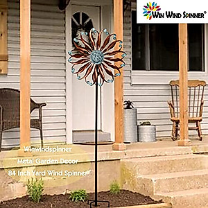 WinWindSpinner, Metal Wind Spinners for Yard Garden - Outdoor Garden Wind Spinner for Lawn Ornament, Windmills for The Yard Garden Patio Lawn (Retro Flower)
