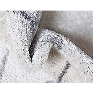 Unique Loom Trellis Frieze Collection Area Rug - Geometric (3' x 5' Oval, Ivory/ Gray)