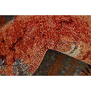 Unique Loom Estrella Collection Modern, Abstract, Light Colors, Distressed Area Rug, 5 ft x 8 ft, Orange/Beige