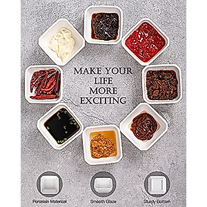 Dizada 8 PACK Dipping Bowls Set,Oven Safe - Ramekins for Baking Creme Brulee, 3 Oz Ceramic Soy Sauce Dish for BBQ sauce,Tomato Sauce, honey mustard and soy sauce, and other Party Serving Bowls Set