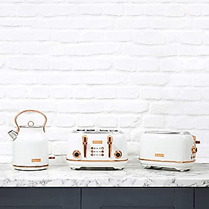 Haden 75091 Heritage 2 Slice Toaster, Wide Slot with Removable Crumb Tray and Settings, Ivory/Copper