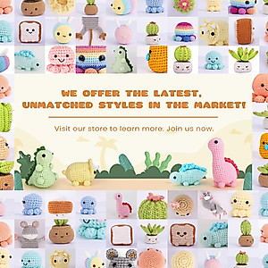 Crochet Kit for Beginners, Beginner Crochet Kit for Adults with Step-by-Step Video Tutorials, DIY Crochet Animal Kits Kids Knitting Supplies, 4 Pack Dinosaurs (40%+ Yarn)