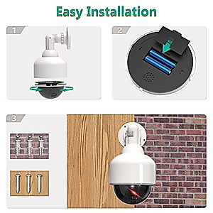 WALI Dummy Fake Security Dome Camera with 1 Flashing Red LED Light and Security Alert Sticker Decal, Indoor Outdoor Use (DOW-1), White