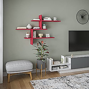 Ada Home Décor Webster Wall Shelf, 48.5'' x 31.5'' x 8.5'', Burgundy