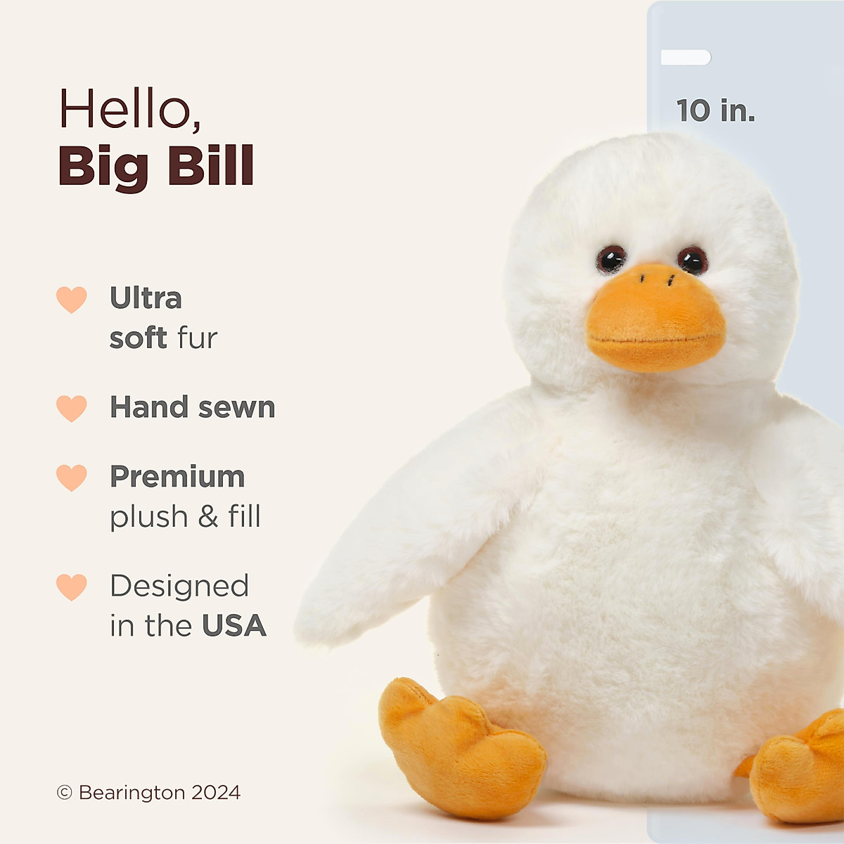 Bearington Big Bill The Plush Yellow Duck Stuffed Animal, Adorable, Soft and Cuddly, Great Gift for Kids of All Ages, Birthdays, Holidays and Special Occasions, 12 inches