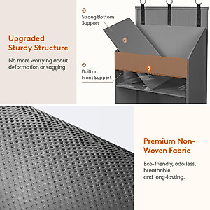 Lifewit 1 Pack Over the Door Organizer, 5 Shelf Clear Window Hanging Storage with 4 Mesh Side Pockets, Anti Tilt 40 lbs Load Behind Door for Pantry, Nursery, Bathroom, Bedroom, Kitchen, Dorm, Grey