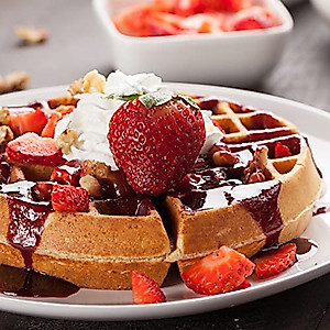 Nostalgia HomeCraft 7 inch Round Stainless Steel Electric Belgian Thick Waffle Maker, Non Stick, Die Cast Aluminum, Easy to Clean