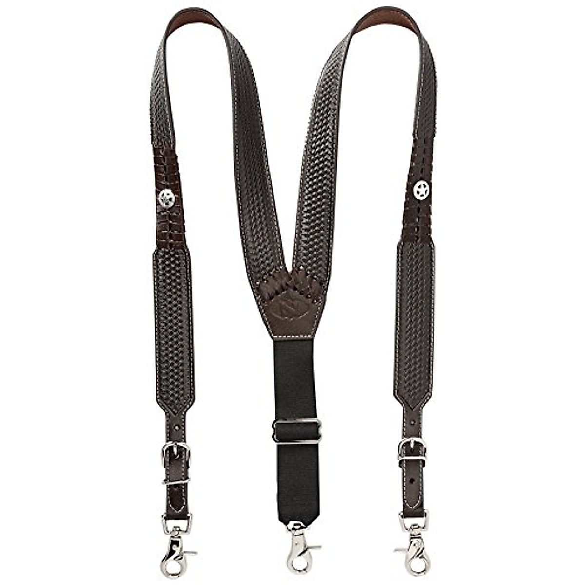 Nocona Belt Co. Men's Star Basket Leather Suspender, Brown, XX-Large