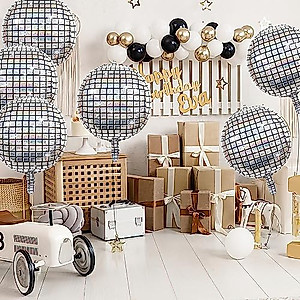 Disco Balloons, 6PCS Rainbow Silver Disco Ball Balloons, 22 inch 4D Disco Ball Decorations, Disco Party Decorations, Disco Themed Party Decorations, Disco Party Supplies