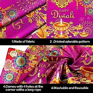 Funnlot Wall Backdrop for Diwali Festival Decorations - 5.9 x 3.2ft Banner for Happy Diwali Photo Booth