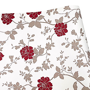 Yifely Red Peony Peel & Stick Shelf Liner Removable Furniture Protective Paper for Covering Media Storage TV Stand Closet 17.7 Inch by 13 Feet