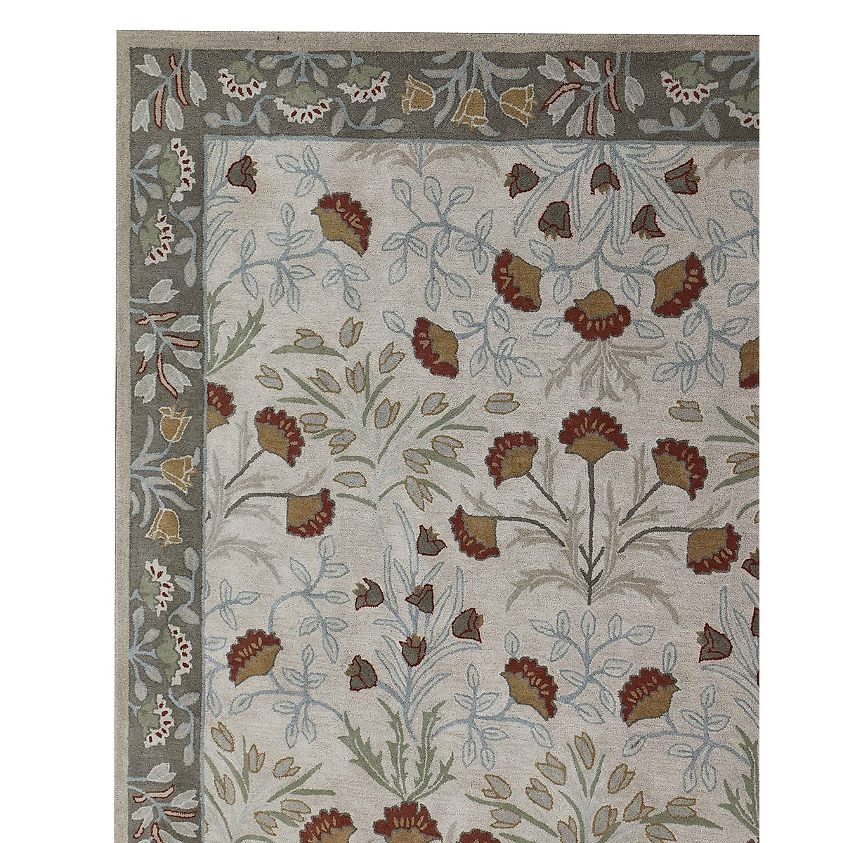 Old Hand Made Floral Bleige Tulips Traditional Style Oriental Woolen Area Rugs (8'x10')