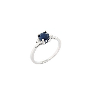 Dazzlingrock Collection 10K 6 MM Round Blue Sapphire & White Diamond Bridal Engagement Ring, White Gold, Size 7