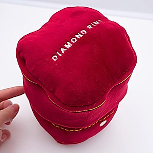 Valentine Gift Ring Box Plush Toy Love Ring Box Case Organizers Valentine’s Day Marriage Proposal Wedding Anniversary Creative Gift for Mens Women, Red
