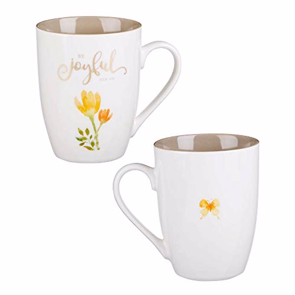 Christian Art Gifts Ceramic Coffee or Tea Mug Set for Women, Be Grateful, Faithful, Thankful, Joyful Bible Verse Mug Set, Boxed Set of 4 Coffee Cups