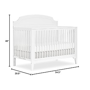 Dream On Me JPMA & Greenguard Gold Certified Milton 5-in-1 Convertible Crib Made with Sustainable New Zealand Pinewood in White, Non-Toxic Finish