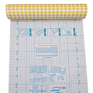 Yifasy Shelf Liner Yellow Grids Self-Adhesive Drawer Shelving Paper Line Study Desk Storage Cabinets 118x17.7 Inch