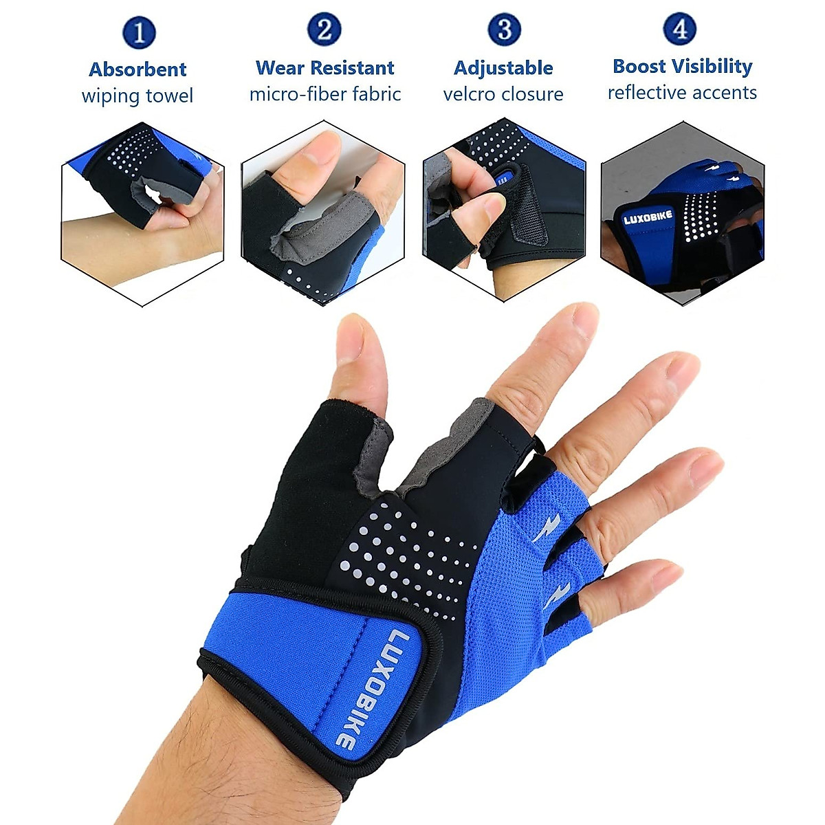 LuxoBike Cycling Gloves Mountain Bike for Men – Shock Absorbing SBR Gel Padded – Anti Slip Palm – Ultra Breathable – Specialized for Mens Bicycling, Biking, MTB Biker, Road Bicycle Riding