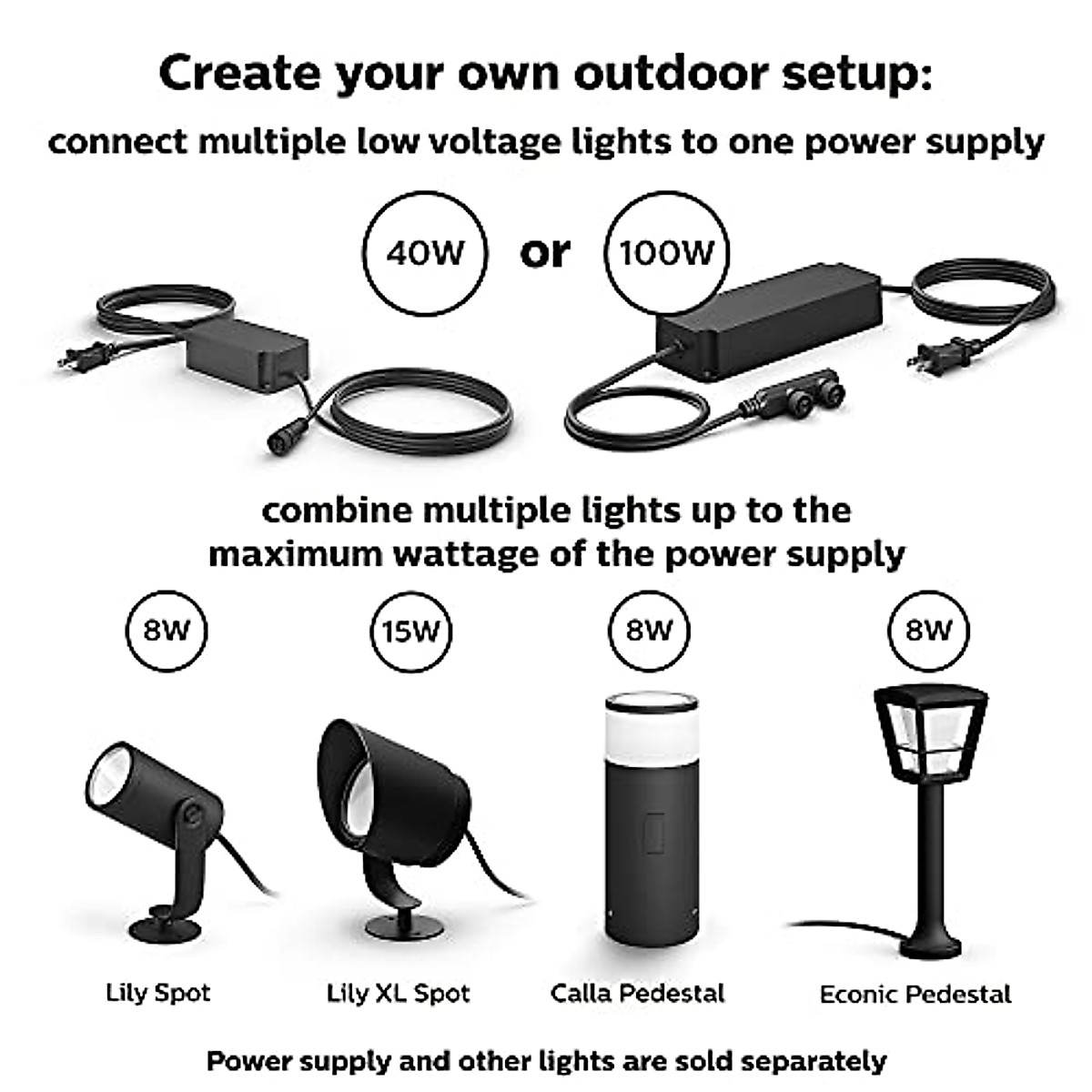 Philips Hue Econic White & Color Ambiance Outdoor Smart Pathway Light Base Kit + Light Extension + Smart Hub