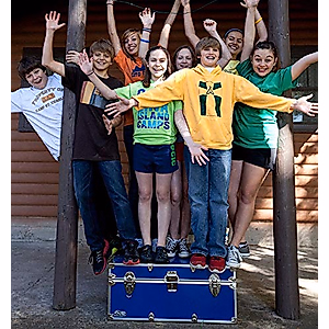 C&N Footlockers Summer Camp Trunk with Organizer Tray - Happy Camper Storage Chest - Available in 20 Colors - 32 x 18 x 13.5 Inches (Purple)