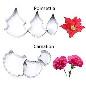 23Pcs Stainless Steel Gum Paste Flower Cutter Set Sugar Cookie Cutter Mold Fondant Flower Making Tool for Wedding,Birthday Cake Decorating