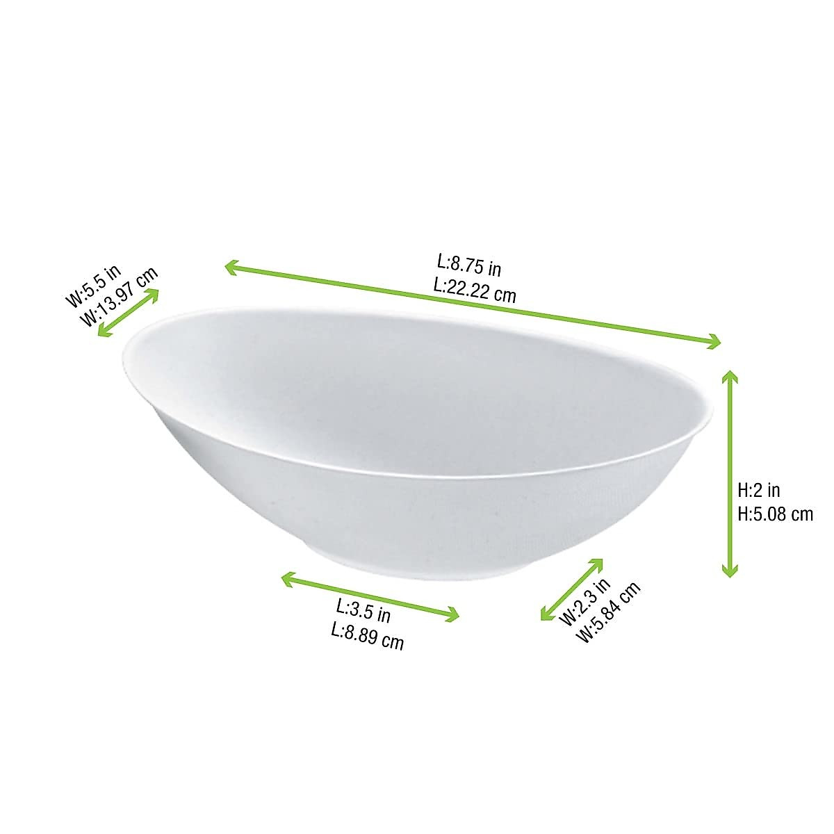 PacknWood 210BCHIC750Heavy-Duty Bowl Bio n’ Chic Oval Sugarcane Bowl Made by 100% Sugarcane fibers - 24 oz - 8.6 x 5.5-250 per case - Compostable and Biodegradable