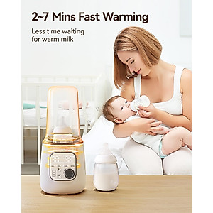 Larex Fast Bottle Warmer, Larex 10-in-1 Baby Bottle Warmer for Breastmilk or Formula, with Precise Timer, Auto Shut-Off, and Accurate Temperature Control
