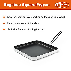 GSI Outdoors Bugaboo Frypan I Non-Stick Square Pan for Car Camping, Backpacking, and Home