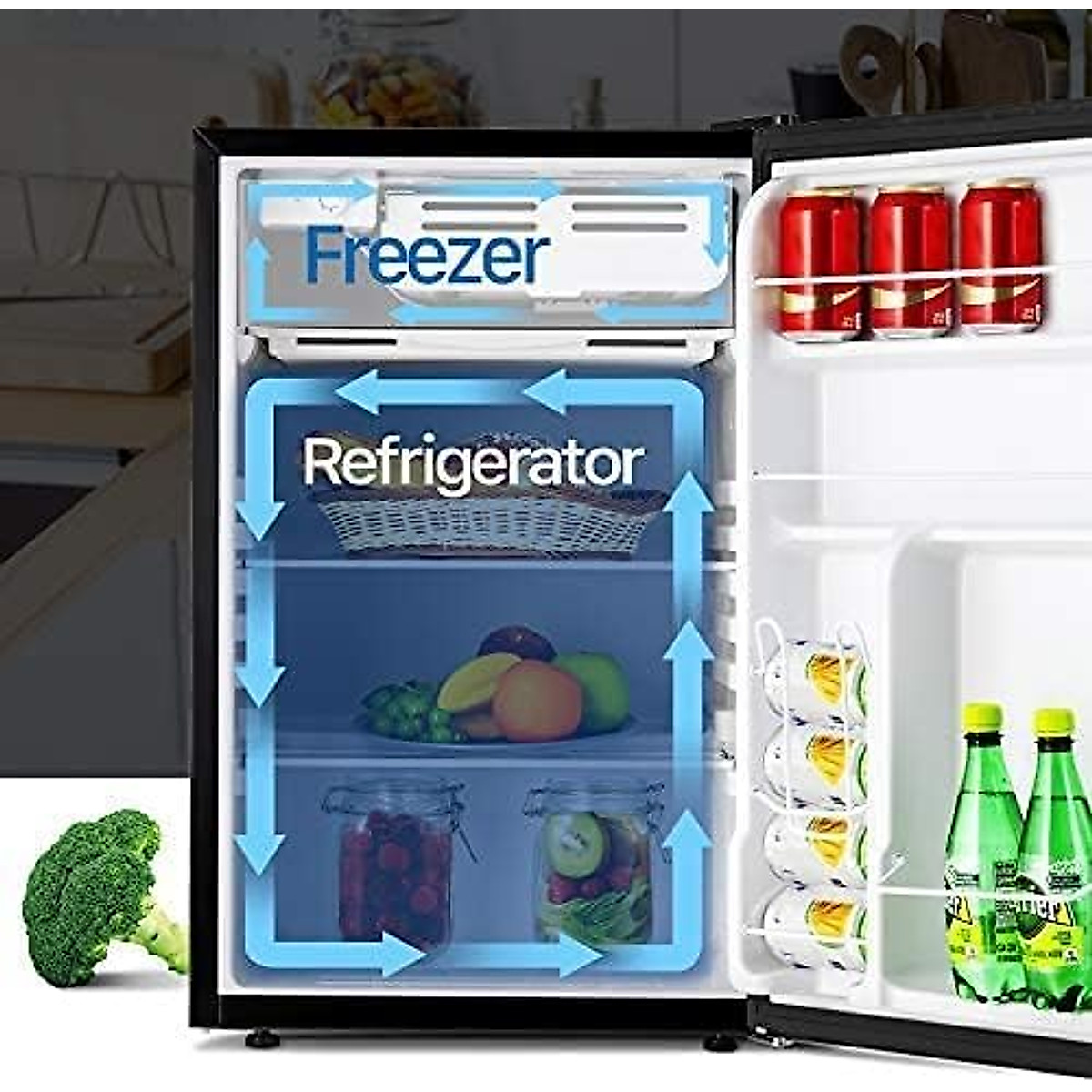 Anpuce 4.5 Cu. Ft Compact Refrigerator-Mini fridge Upright Freezers for Dorm, Garage, Camper, Basement, or Office, Single Door Black