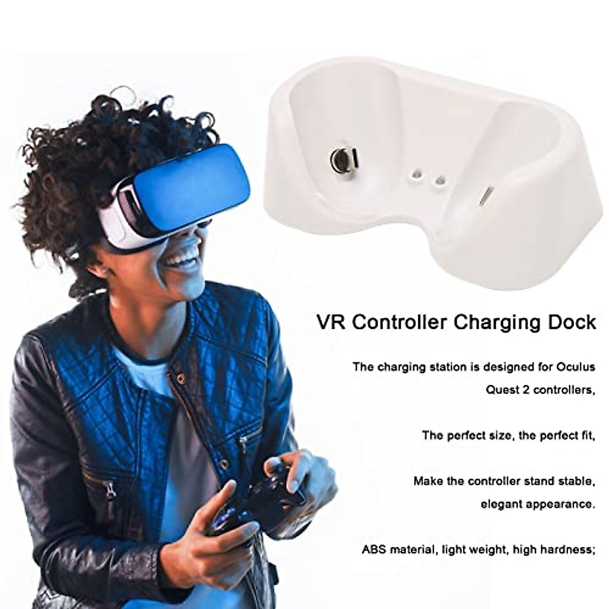 070 Magnetic Charging Station Set for Oculus Quest 2, VR Controller Charging Dock with 2 Rechargeable Batteries, VR Controller Charger Stand, Virtual Reality Accessories