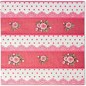 Royal Bluebonnet Paper Plates and Napkins Sets – Set of 24 – Paper Plates and Napkins and Cups, Rose Floral Tea Party Decorations, Paper Plates