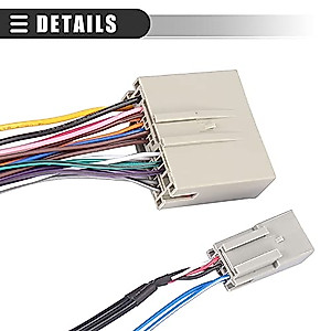 Motoforti Car Stereo CD Player Wiring Harness Set, Wire Radio Adapter 2 RCA Connector, for Ford Focus 2004-2007, Plastic, Metal, 70-5521, White, 1 Set