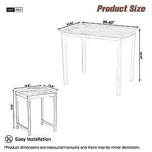 tantohom Small Kitchen Table Set for 2, Industrial Bar Table with Stools, 3-Piece Dining Table Set with Metal Frame, 35in Compact Breakfast Table Set for Small Spaces, Living Room, Party Room, Black