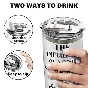 Zzkol 20 oz Influence Of A Good Teacher Can Never Be Erased Back to School Vacuum Double Wall Insulated Tumbler with Lid and Straw, Stainless Steel Travel Coffee Cup Graduation Appreciation Mug Gifts