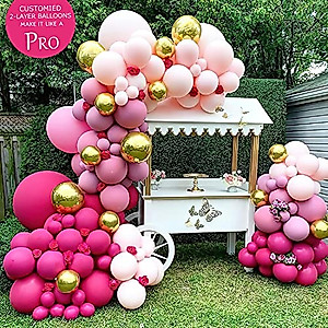 Kozee barbie Pink Double-Stuffed Hot pink Balloons different sizes 52 PACK 18+10+5 inch balloon Garland kit For Wedding Birthday baby shower anniversary decorations (Hot Pink)