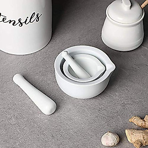 LEETOYI Porcelain Mortar and Pestle, Ceramic Herb Grinder Pill Crusher Set, 3.3-inch White